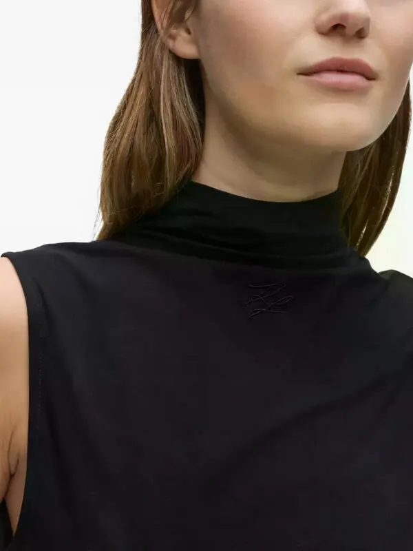 Karl Lagerfeld Mock Neck Ruched Tank Top