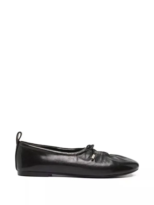 ADRIANNA FERETTI Leather Ballet Flats With Bow Detailing - Black