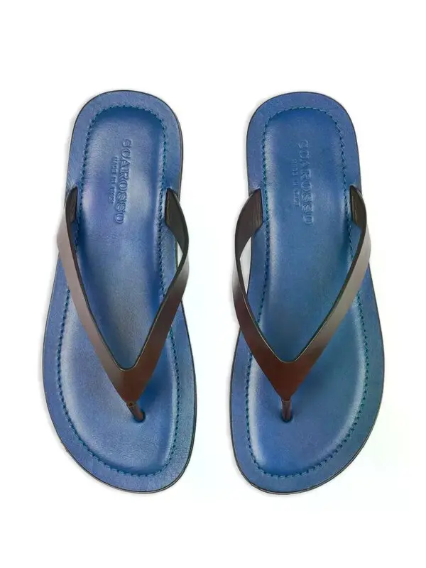 SCAROSSO Asacio Leather Thong Sandals - Blue