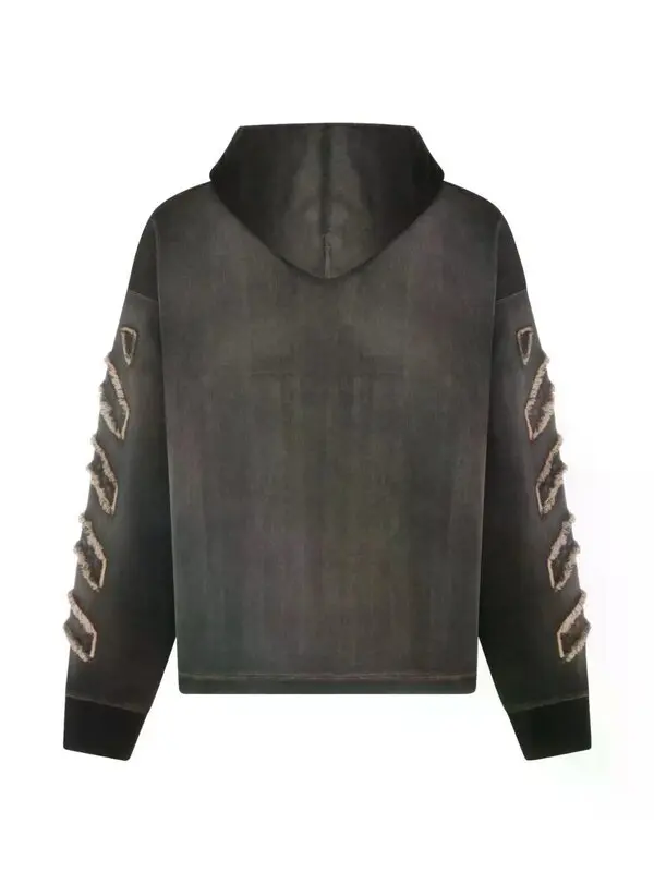 Off-White Diagonals Frayed Hoodie - Grey