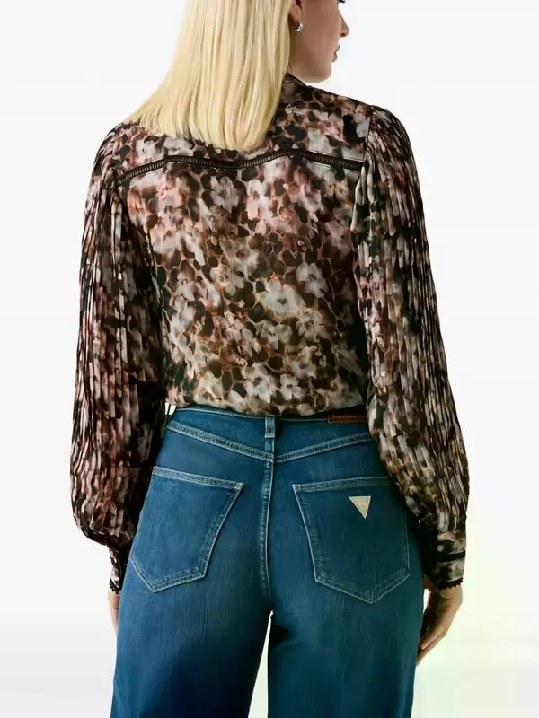 Guess Buttoned Blouse With V-neck And Long Sleeves