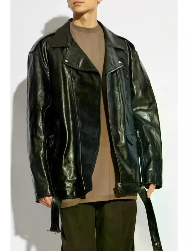 Rick Owens Elongated Biker Jacket In Calf Leather