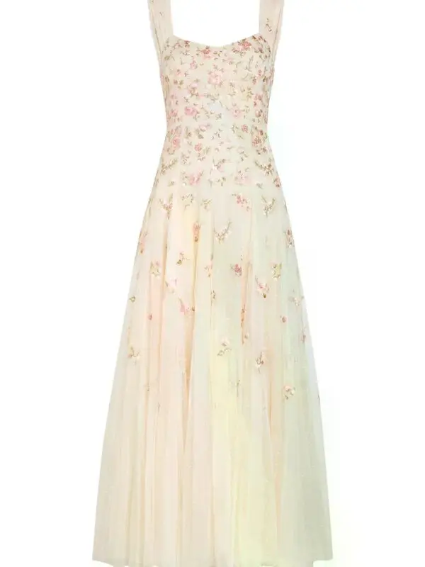 NEEDLE & THREAD Mayflower Ditsy Embroidered Gown