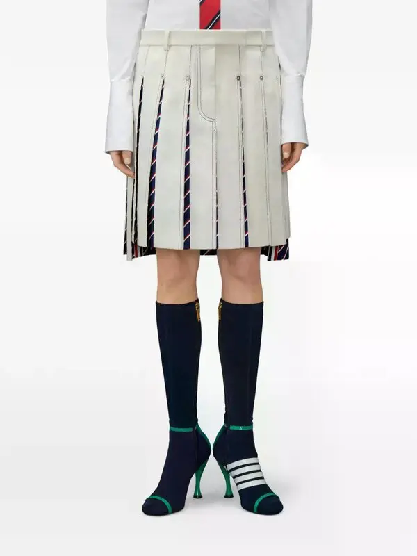 Thom Browne Pleated Striped Skirt