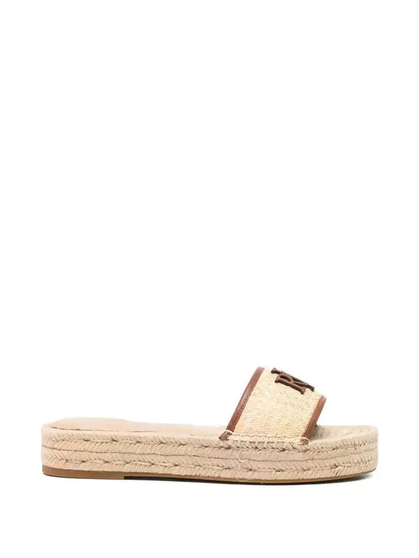 Ralph Lauren Woven Raffia Espadrille Slides - Neutrals
