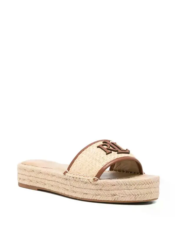 Ralph Lauren Woven Raffia Espadrille Slides
