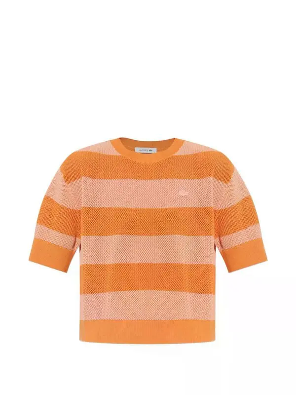 Lacoste Horizontal-stripe Waffle-knit T-shirt - Orange
