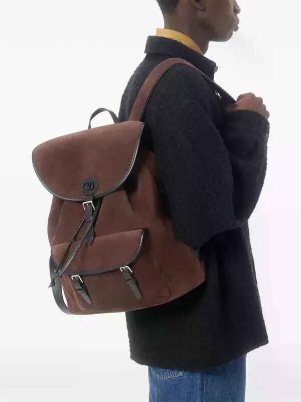 Valentino Garavani Antibes Suede Backpack - Brown