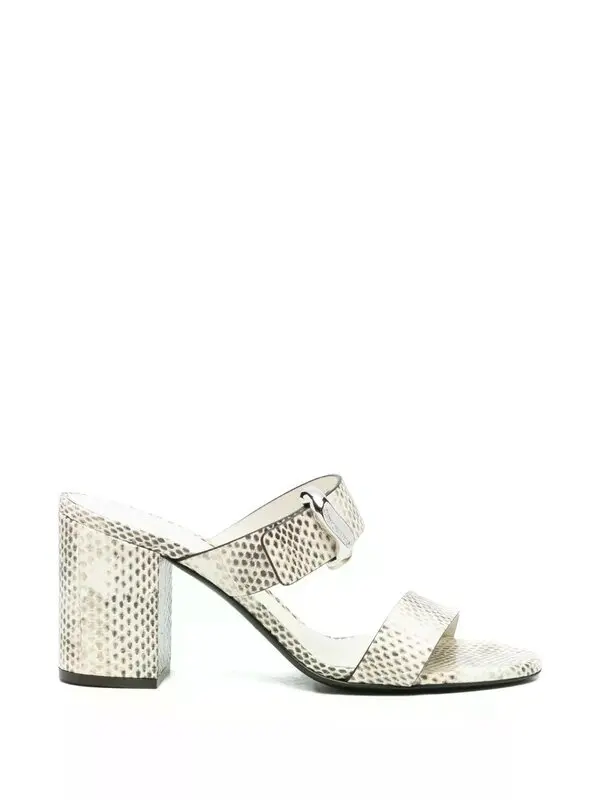 Emporio Armani Snakeskin-effect Buckle-strap Block Heel Sandals