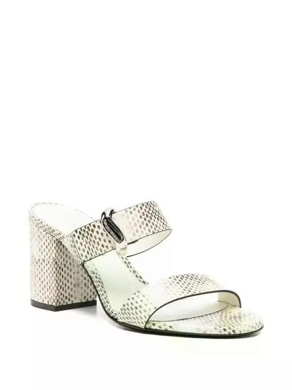 Emporio Armani Snakeskin-effect Buckle-strap Block Heel Sandals