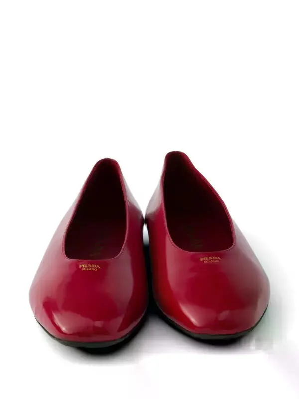 Prada Brushed Leather Ballerinas - Red