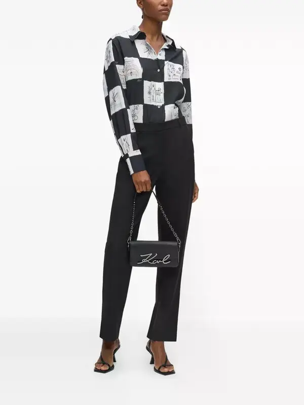 Karl Lagerfeld Checkerboard Sketch-print Shirt - Black