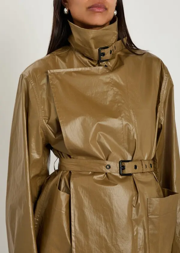 LEMAIRE High-neck Coated Cotton Wrap Jacket