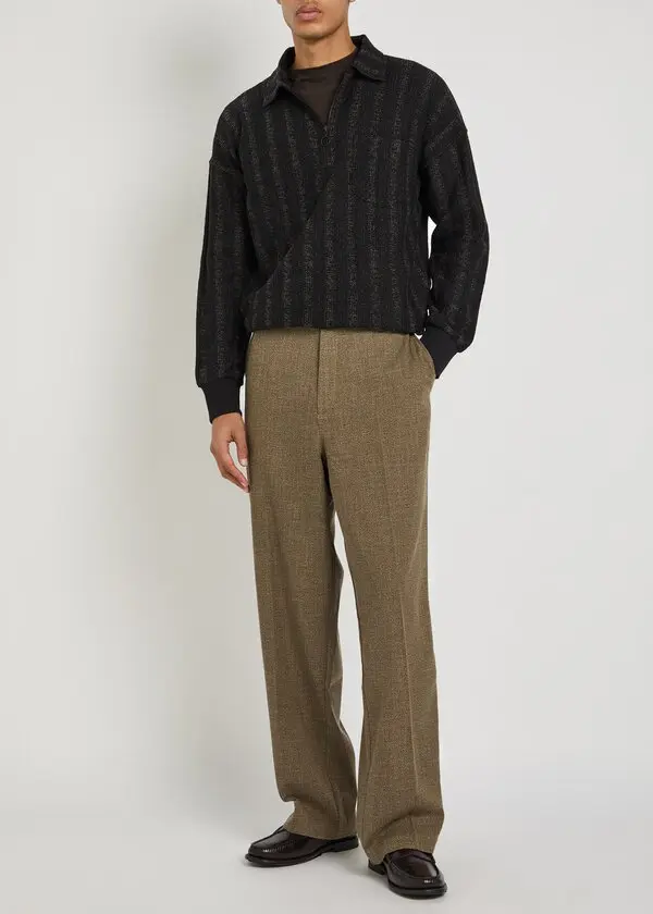 Oliver Spencer Two-tone Zip-neck Polo Jumper