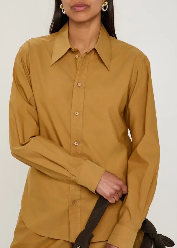 LEMAIRE Cotton And Silk-blend Shirt - Light Brown