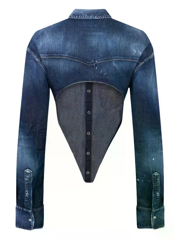 Dsquared2 Denim Shirt With Open Back Detail
