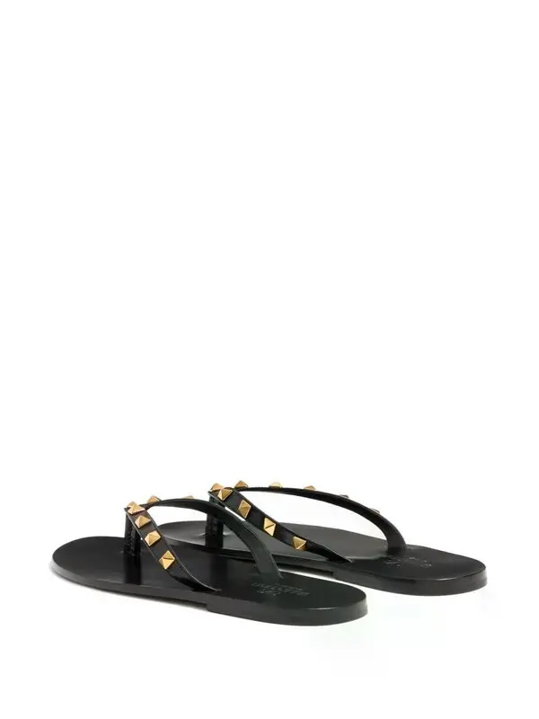 Valentino Garavani Rockstud Goatskin Flip Flops - Black