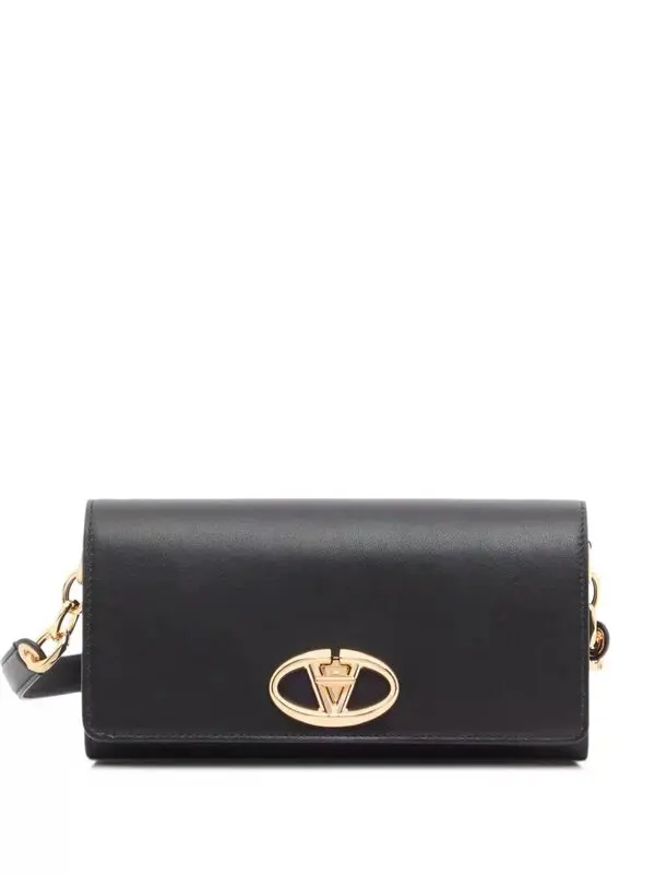 Valentino Garavani Vlogo The Bold Edition Wallet With Shoulder Strap In Nappa Leather - Black