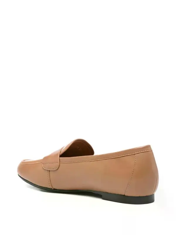 ADRIANNA FERETTI Leather And Canvas Panelled Loafers