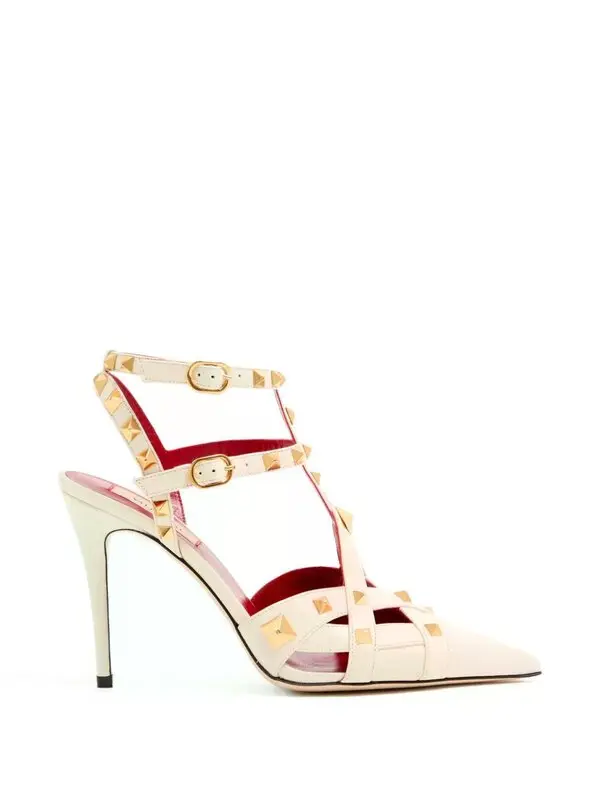 Valentino Garavani Studded Kidskin Pumps 100mm - Neutrals