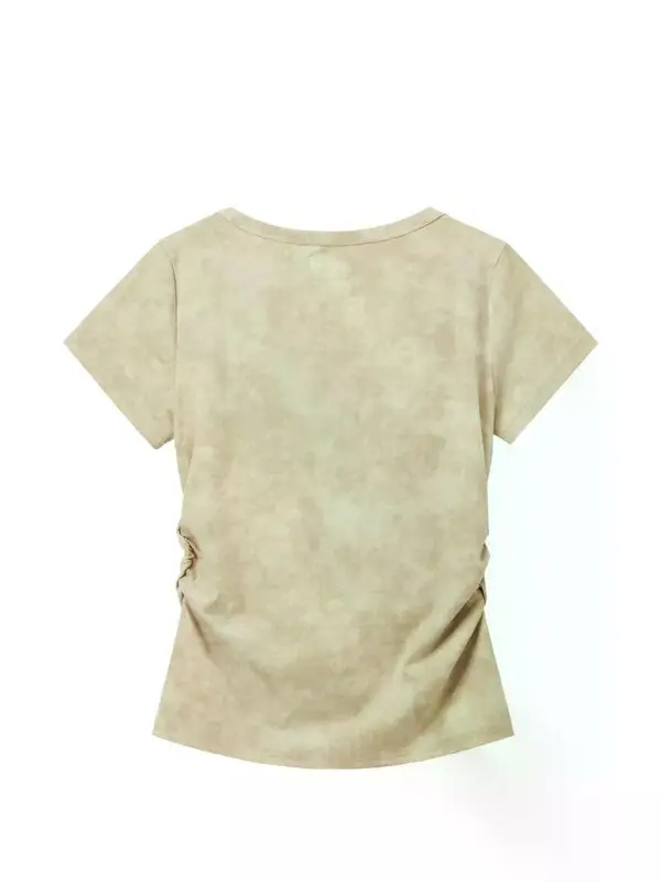 Izzue Lace-up Acid-wash T-shirt - Neutrals