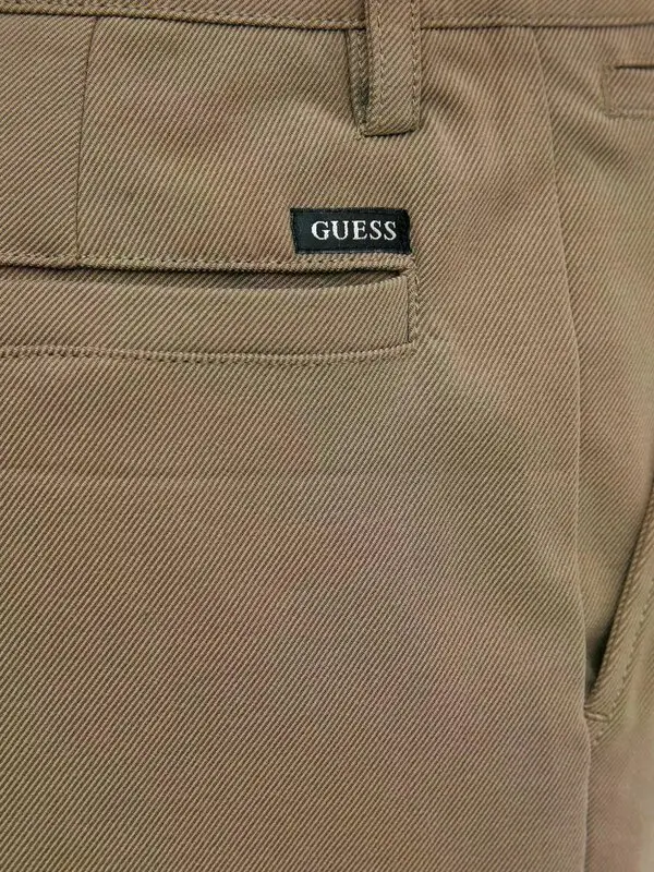 Guess Pleated Twill Trousers - Neutrals