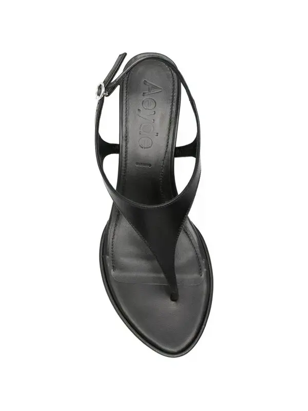 AeydĒ Leather Wedge Sandals - Black