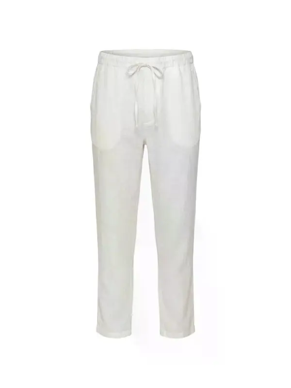 120% Lino Linen Drawstring Waistband Trousers - White