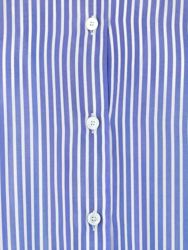 Kiton Striped Embroidered Logo Shirt