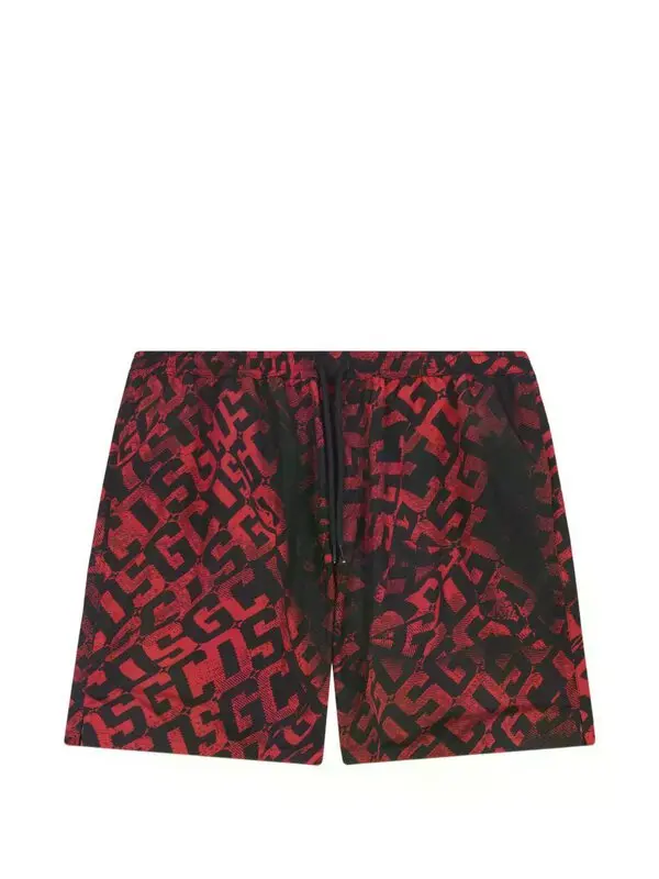 Gcds Monogram-print Swim Shorts - Red