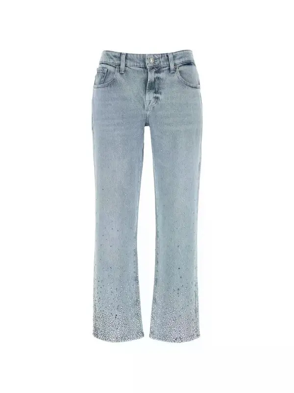 7 For All Mankind Calie Crystal-embellished Straight Leg Jeans - Blue