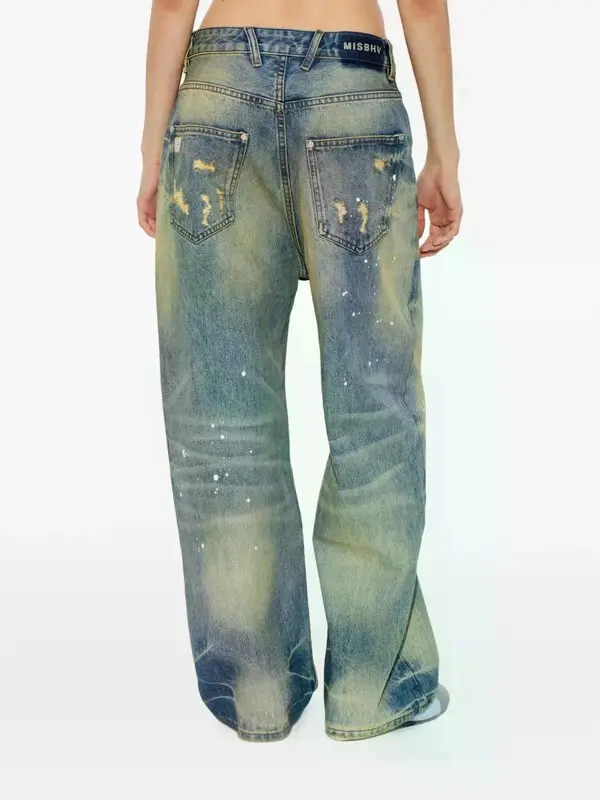 MISBHV Baggy Distressed Jeans With Paint Detail