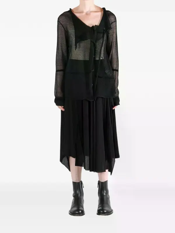 Yohji Yamamoto Mesh Knit Draped Cardigan