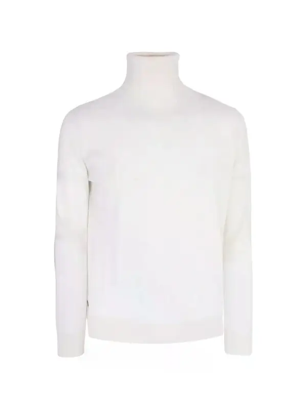 Luciano Barbera Fine Knit Roll Neck Long Sleeve Sweater - Neutrals