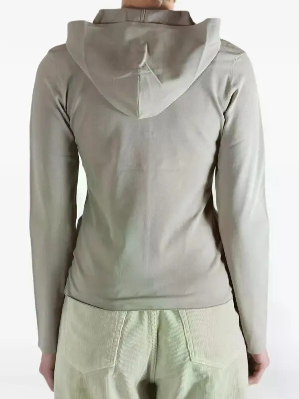 AMOMENTO Fine Knit Quarter-zip Hooded Sweater