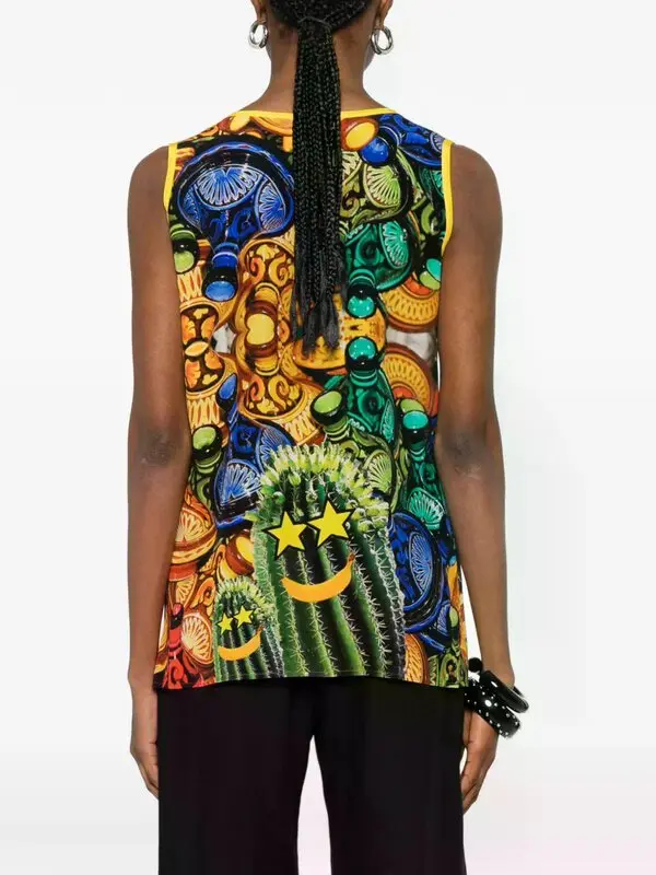 The Artistylist Graphic Print Scoop Neck Tank Top - Orange