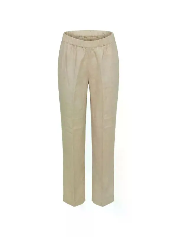 120% Lino Pressed-crease Straight Leg Trousers - Neutrals