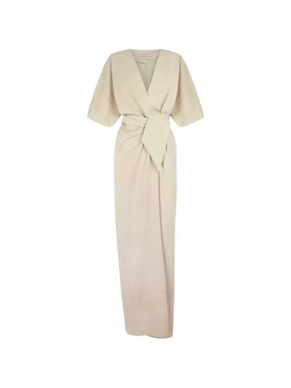 CORTANA Striped Wrap-style Dress - Neutrals