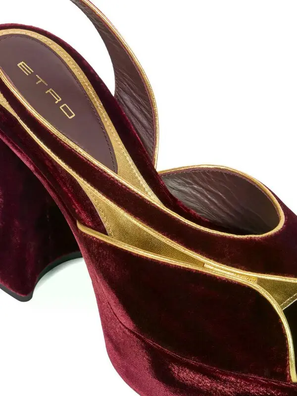 Etro Velvet Metallic-trim Platform Sandals - Red