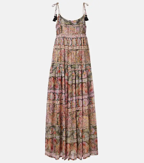 Rixo Kamilah Floral Lame Maxi Dress - Multicoloured