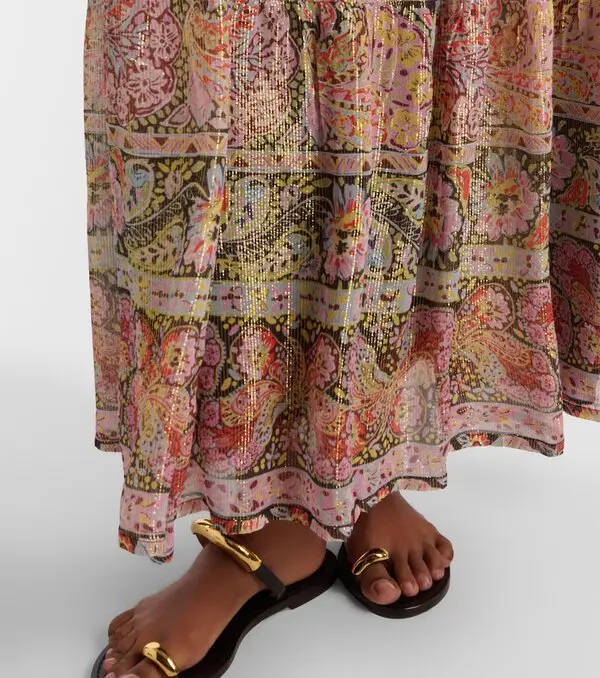 Rixo Kamilah Floral Lame Maxi Dress - Multicoloured