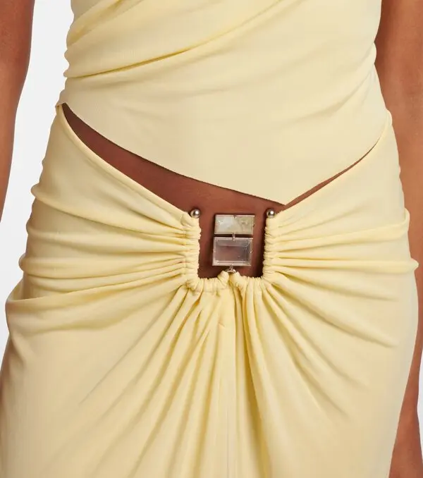 Christopher Esber Bezel Quartz Gathered Jersey Maxi Skirt