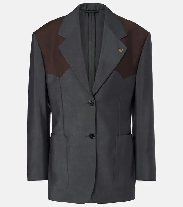 Versace Medusa Wool And Mohair Blazer - Grey