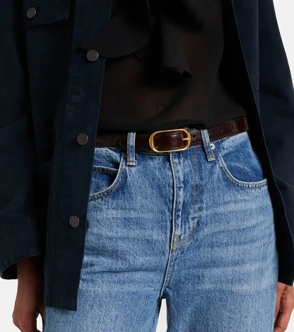 NILI LOTAN Reine Leather And Suede Belt - Brown