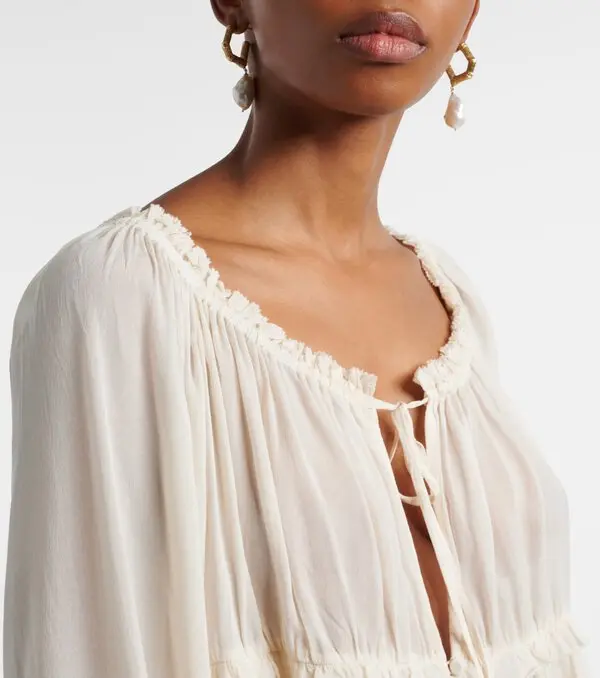 Poupette St Barth Moon Ruffled Blouse - White