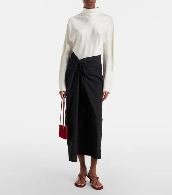 RÓHE Gathered Midi Skirt