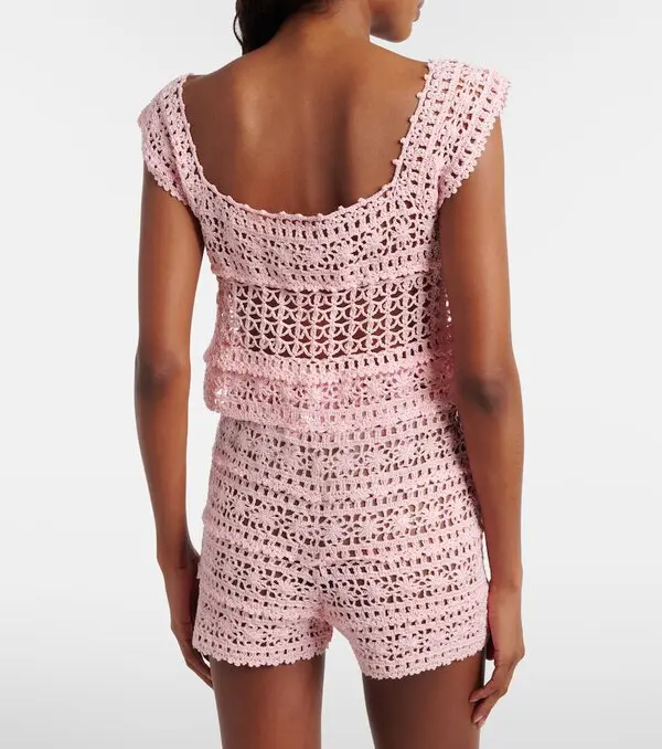 Anna Kosturova Deauville Crochet Cotton Crop Top