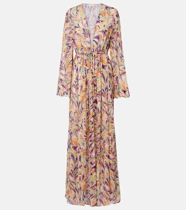ALEXANDRA MIRO Chloe Printed Georgette Kaftan - Multicoloured