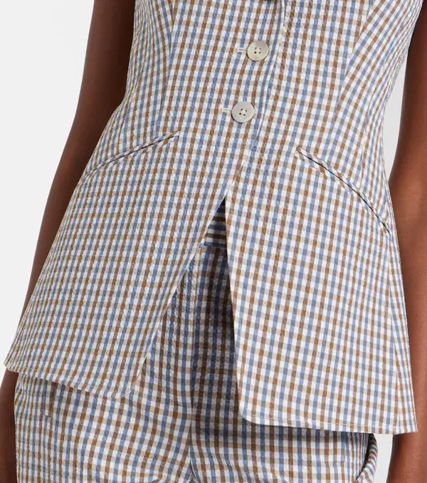 Veronica Beard Gingham Cotton Seersucker Vest - Multicoloured