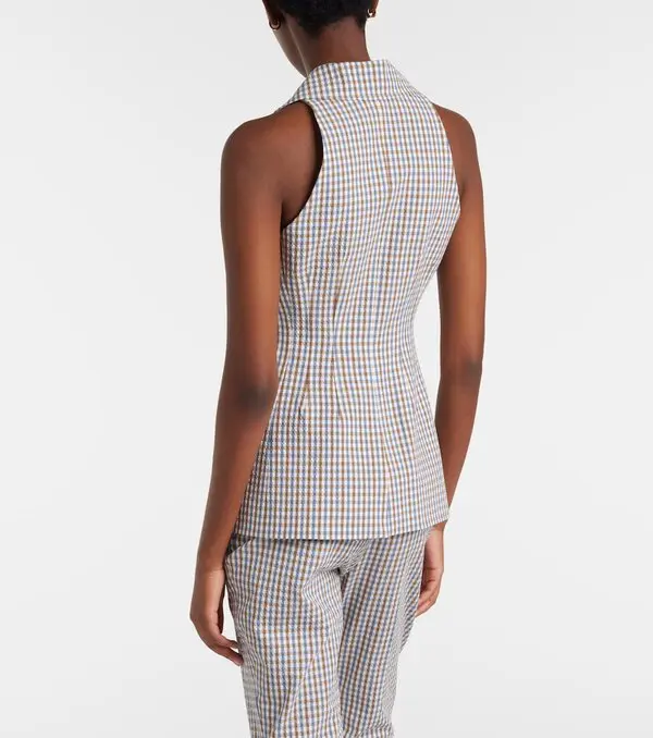 Veronica Beard Gingham Cotton Seersucker Vest - Multicoloured